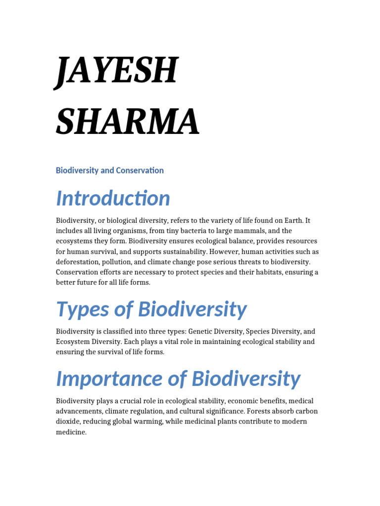 Biodiversity and Conservation Extended | PDF