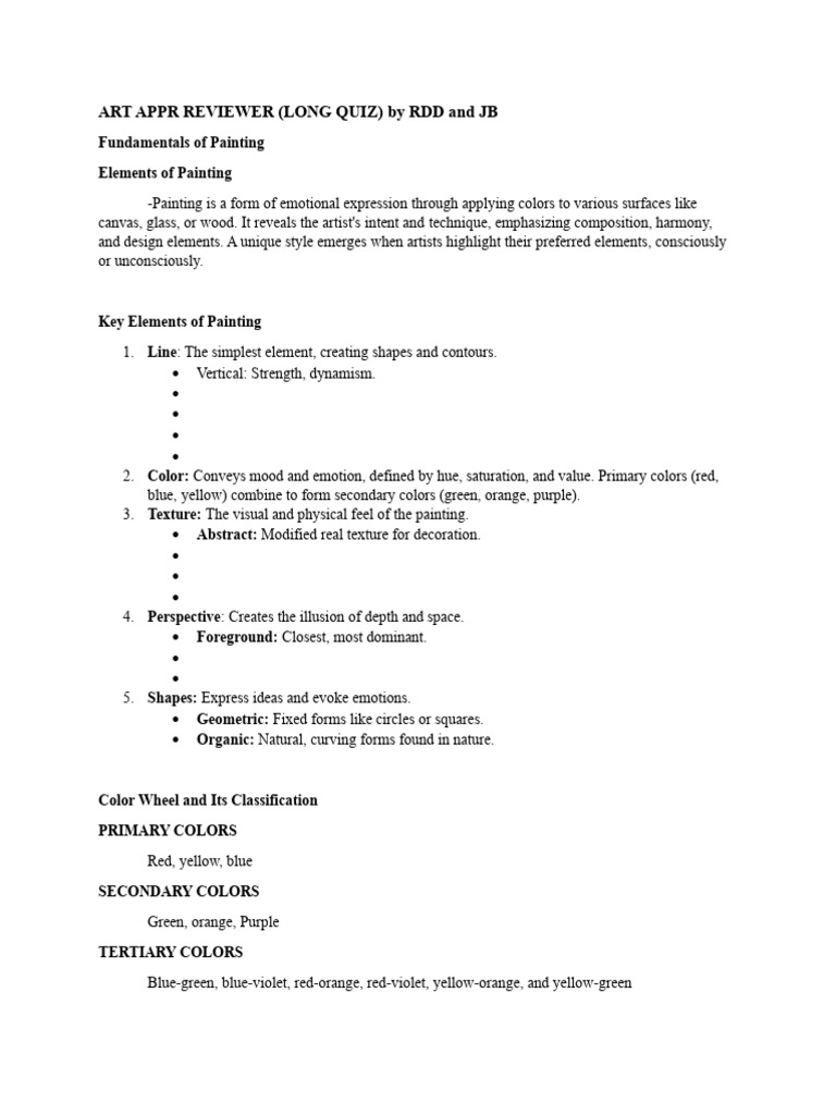 Art Appr Reviewer | PDF | Paintings | Paint