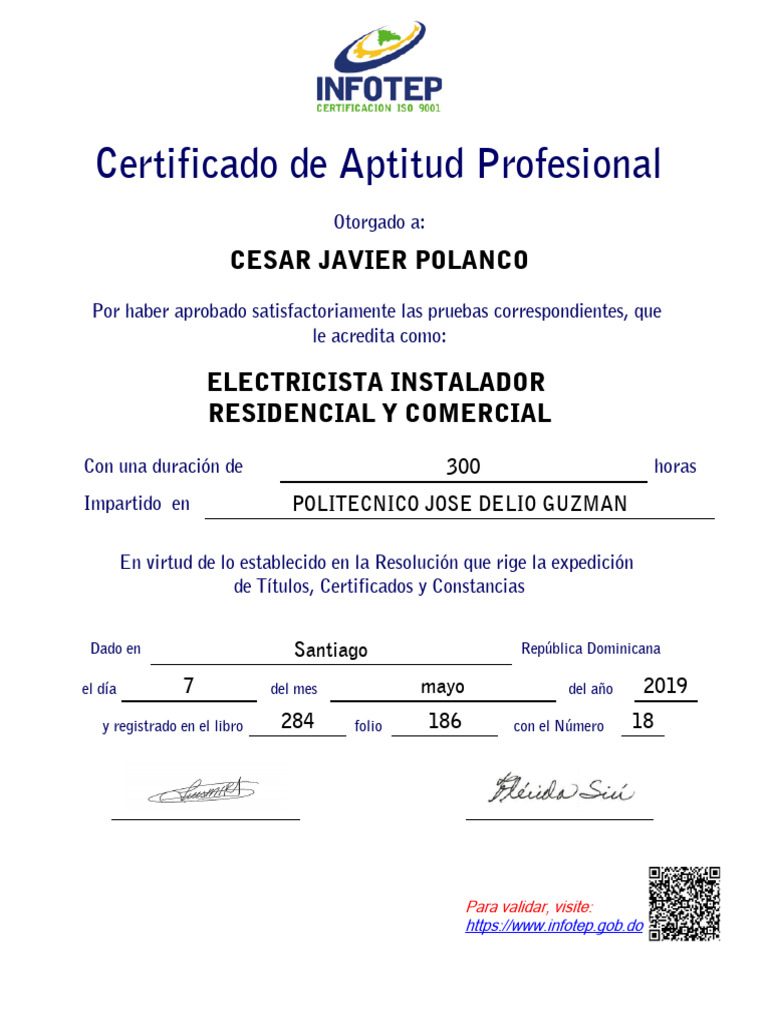 Certificado AAAfx ZAAKAAAsz CAAT | PDF