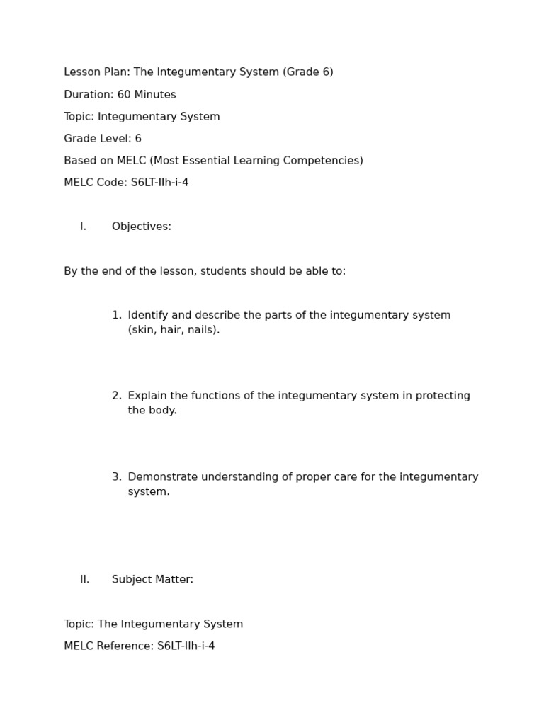 Integumentary System Pdf Skin Anatomy