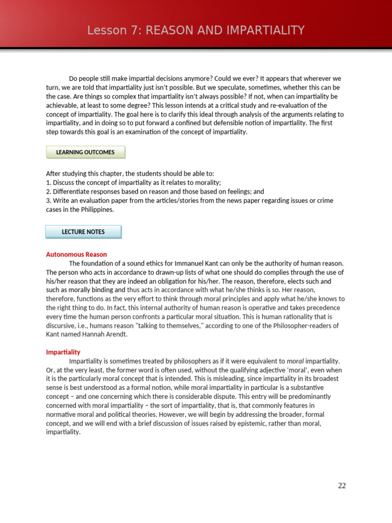 Ethics.LM.Lesson7 | PDF | Reason | Morality