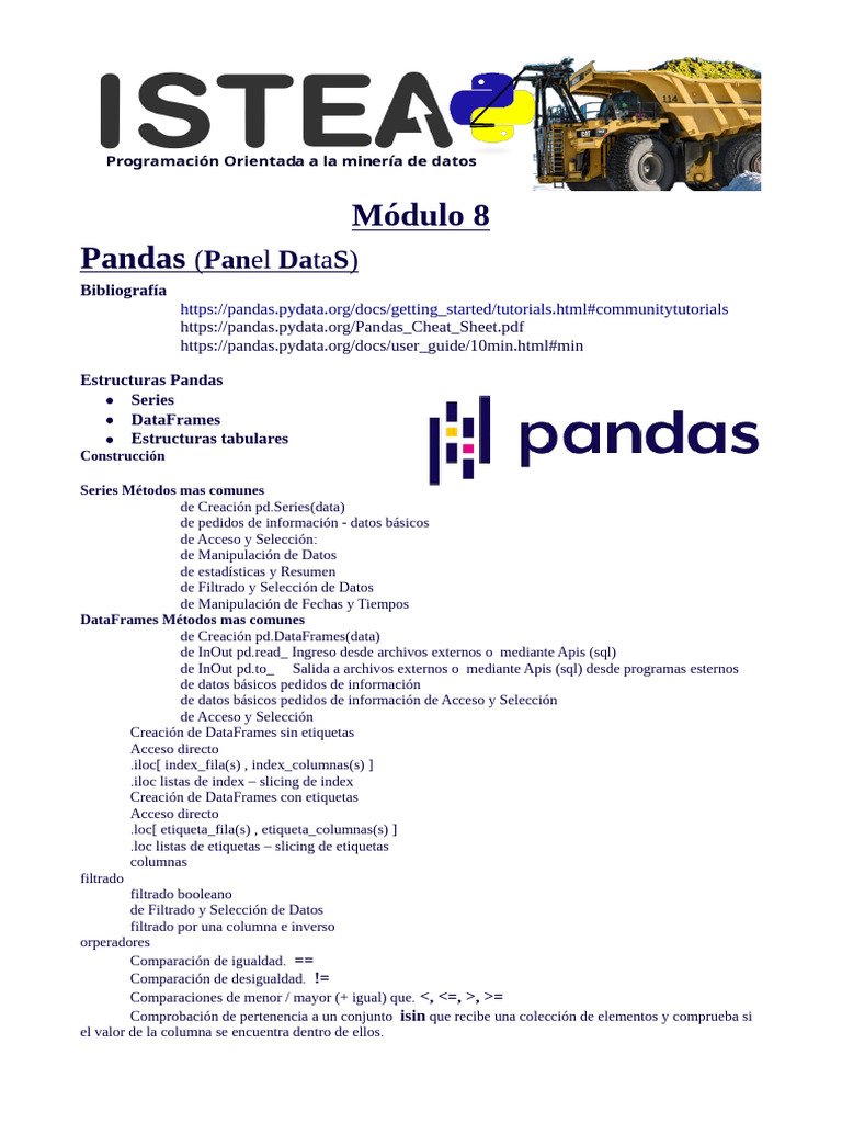 Guía de Uso de Pandas para Ciencia de Datos | PDF | Json | SQL