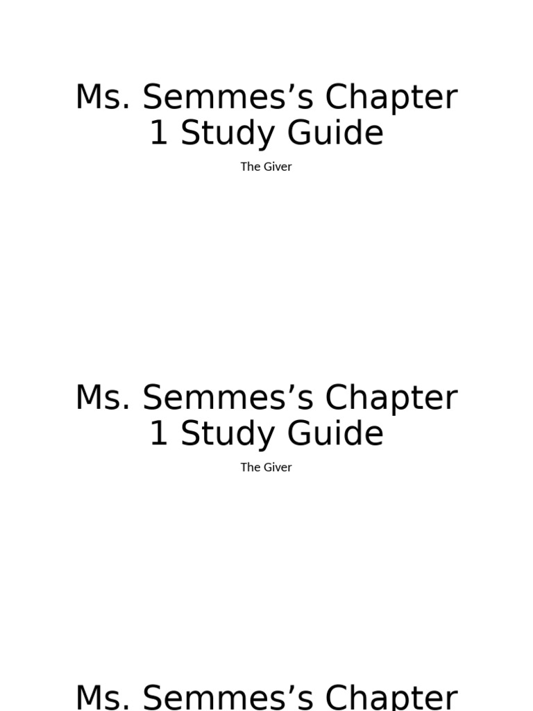 The Giver Chapter 1 Study Guide | PDF | The Giver