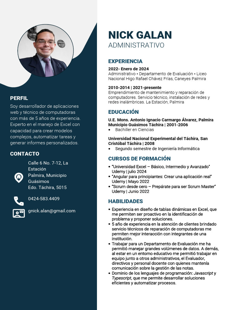 NICK GALAN CV (1) | PDF | Ingeniería Informática | Informática