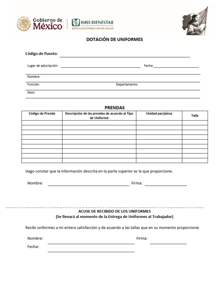 Formato Individual Tallaje | PDF