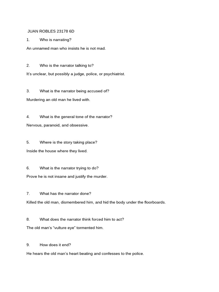 Guilt and Madness in "Tell-Tale Heart" | PDF | Paranoia | Narration