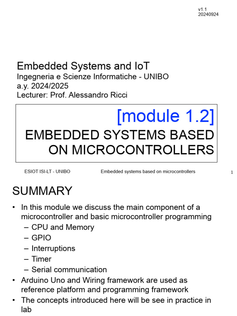 Module-1.2 - Embedded Systems Based On Microcontrollers | PDF | Microcontroller | Computer ...
