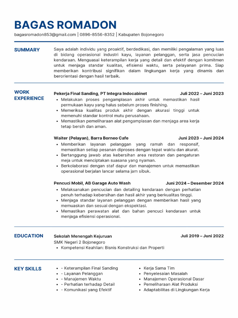 CV Bagas Romadon_20250116_125146_0000 | PDF