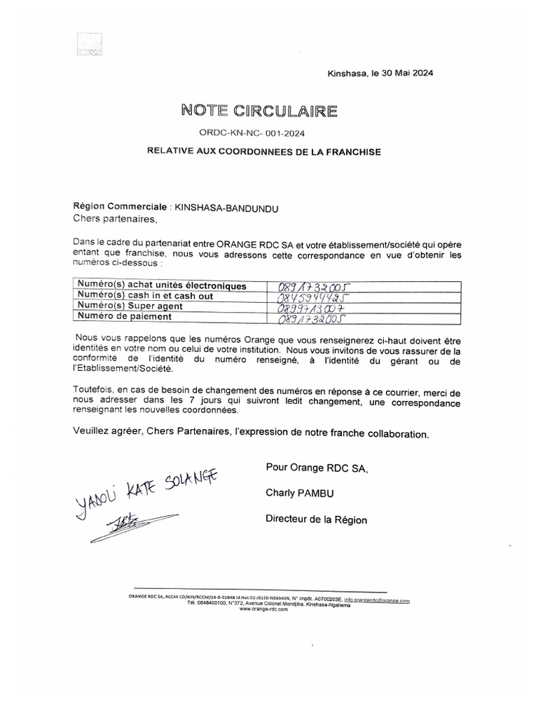 Note Circulaire 1 | PDF