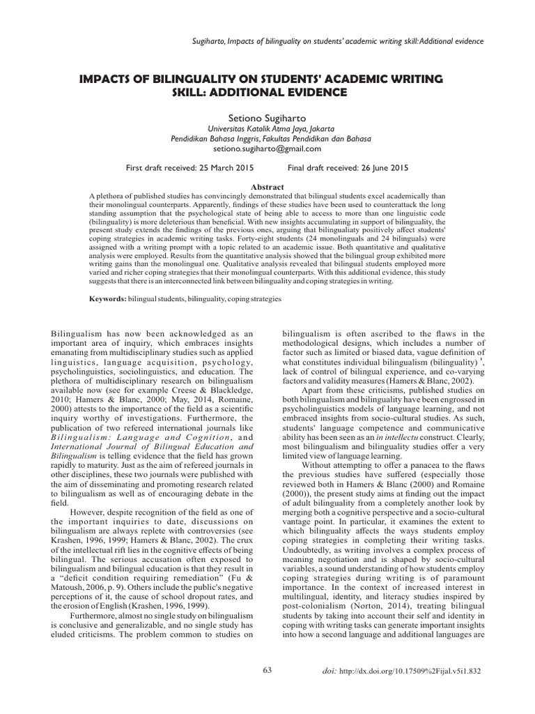 Impacts of Bilinguality On Students Academic Writ | PDF ...