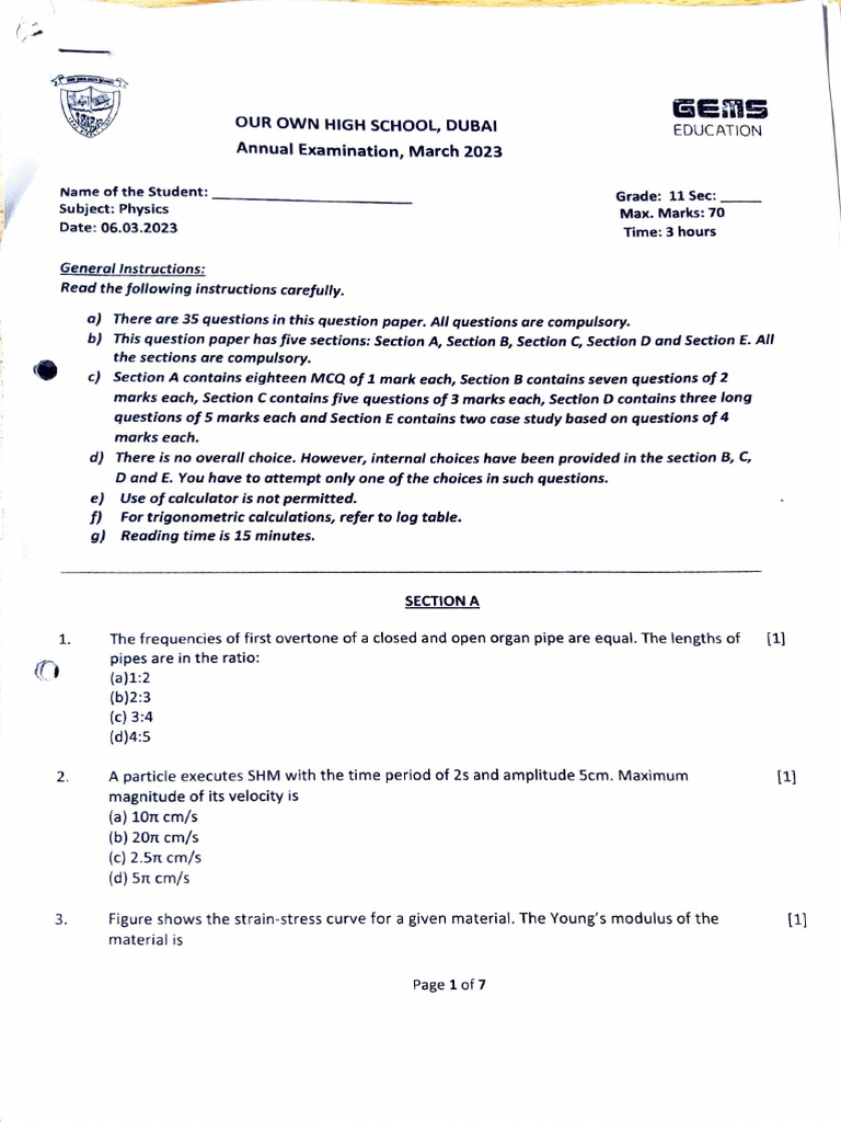Grade 11 Physics Exam Paper 2023 | PDF | Orbit | Force