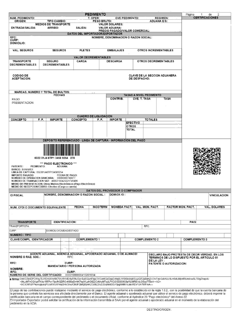 Pedimento - Copia 1 | PDF
