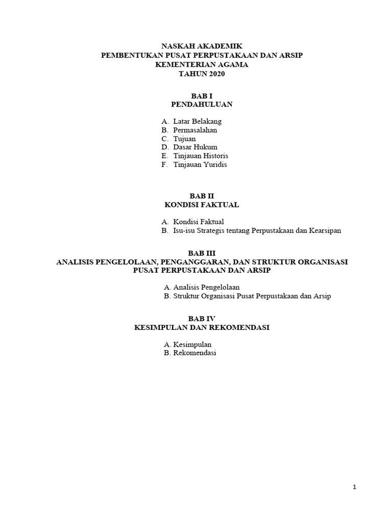 Naskah Akademik Lembaga Arsip | PDF