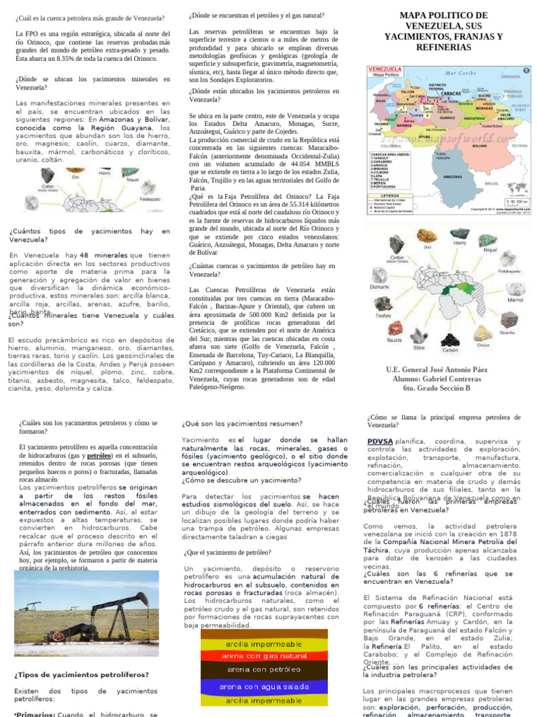 Triptico Mapa Politico de Venezuela | PDF | Depósito de petróleo | Petróleo