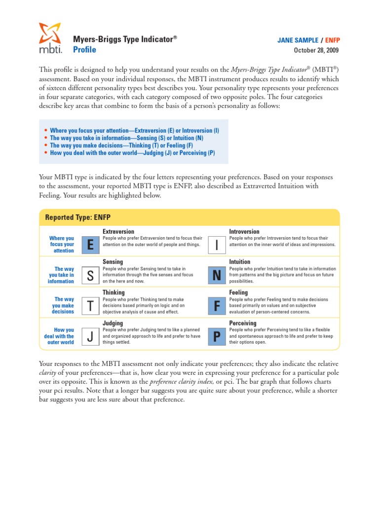 MBTI Sample Report | PDF