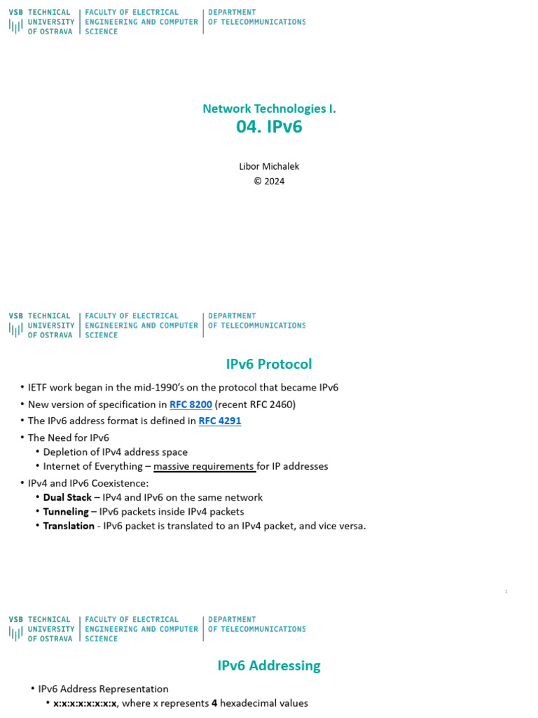 chapter04_IPv6 | PDF | I Pv6 | Networking Standards