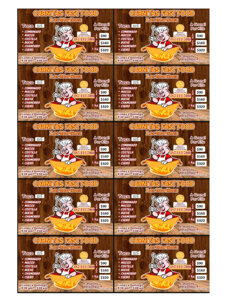Carnitas Tarjettas | PDF