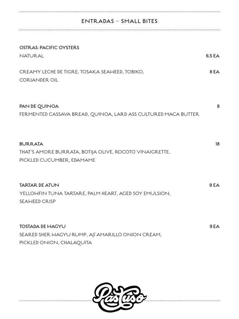 Pastuso+Food+Menu+spring+oct-+Website | PDF | Food And Drink | Foods
