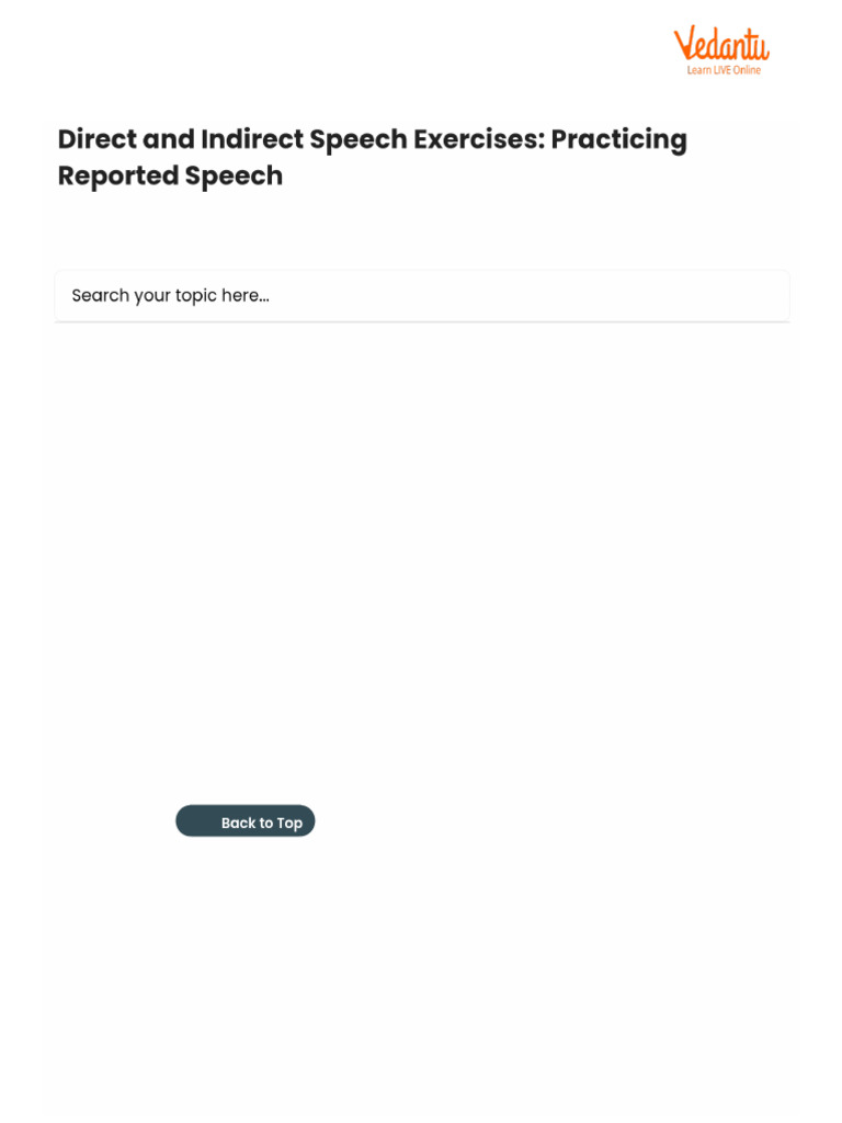 Direct and Indirect Speech Exercises - Practicing Reported Speech | PDF
