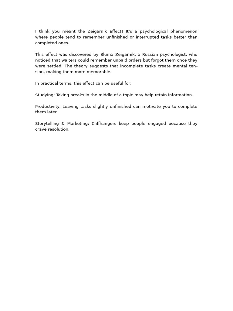 Zeigarnik Effect | PDF