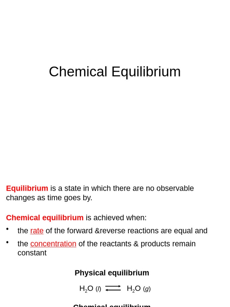 Chemical Equilibrium Basics | PDF | Chemical Equilibrium | Stoichiometry