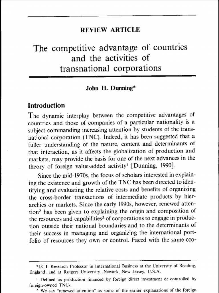 Summary of the Competitive Advantage of Nations
