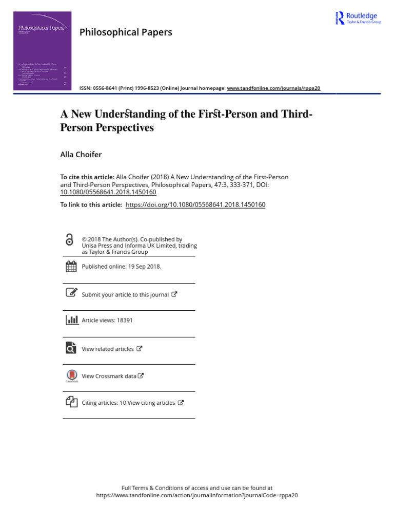 A New Understanding of the First-Person and Third-Person Perspectives ...