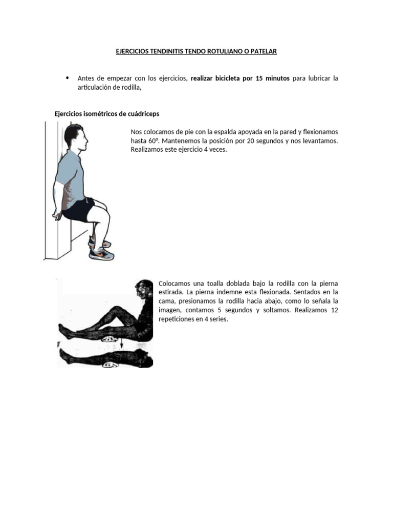 Ejercicios Tendinitis Tendo Rotuliano o Patelar | PDF | Rodilla ...