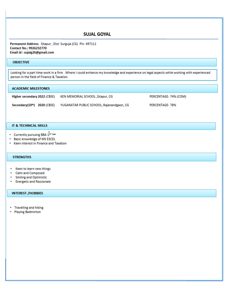 Resume Sujal Goyal | PDF