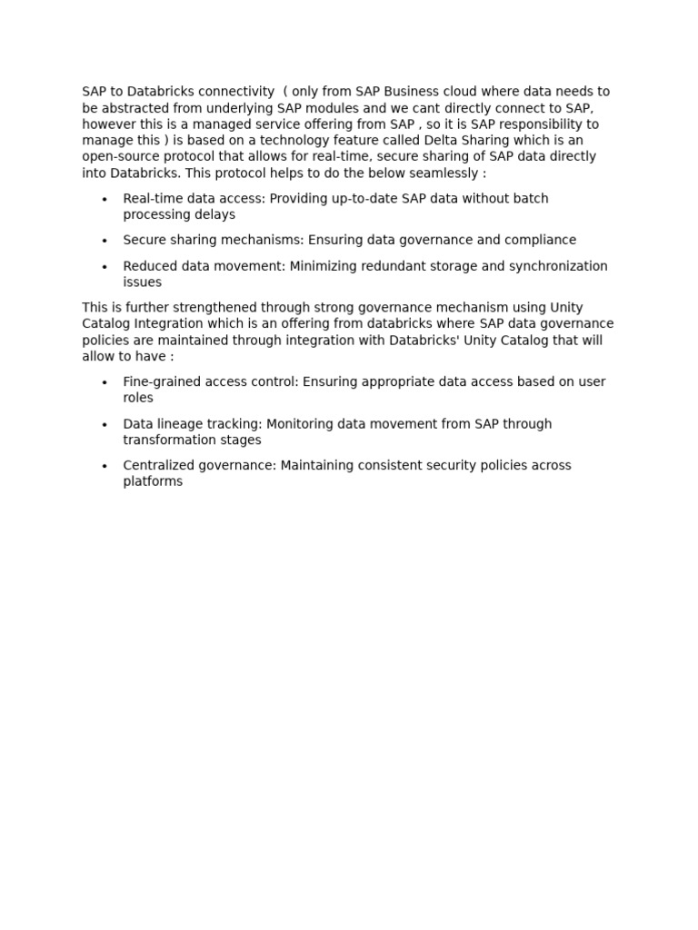 SAP To Databricks Connectivity | PDF