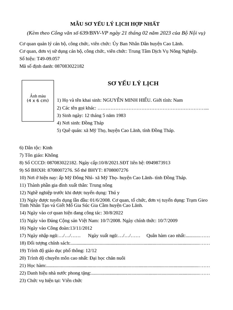 Mau So Yeu Ly Lich | PDF