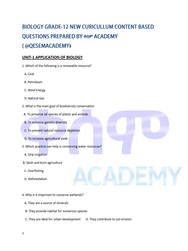 Grade 12 Biology Sustainability Quiz | PDF | Agriculture | Sustainable ...