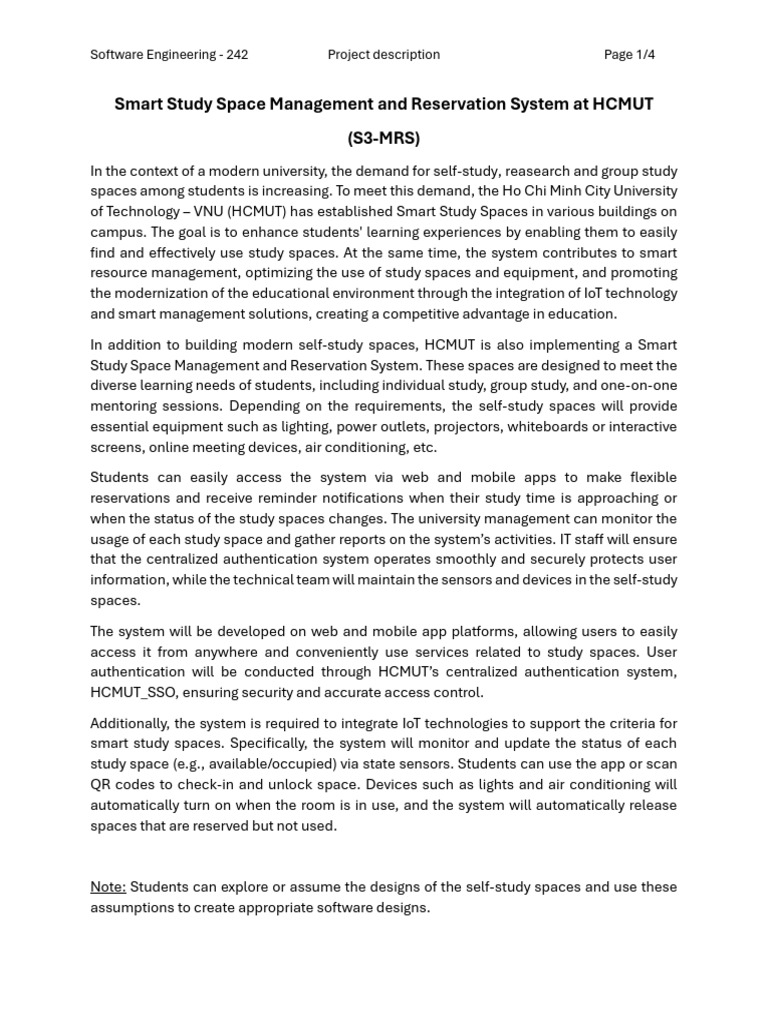 SE242 ProjectDesc S3-MRS v2 | PDF | Use Case | Internet Of Things