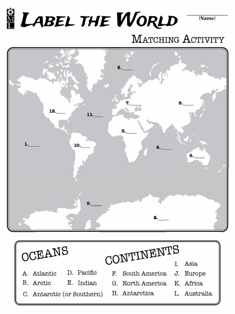 Oceans Continents Matching | PDF