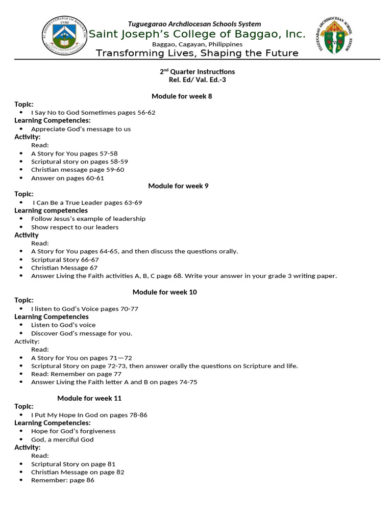2nd Quarter Instructions | PDF | Verb | Noun