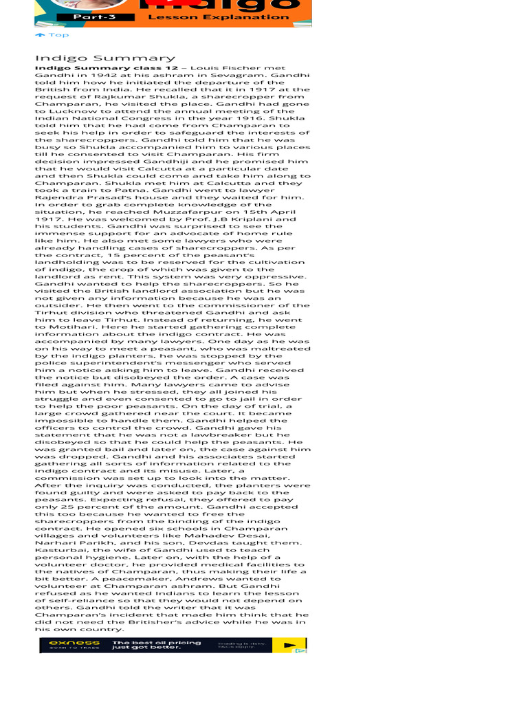 Gandhi's Indigo Movement in Champaran | PDF | Mahatma Gandhi | British Raj