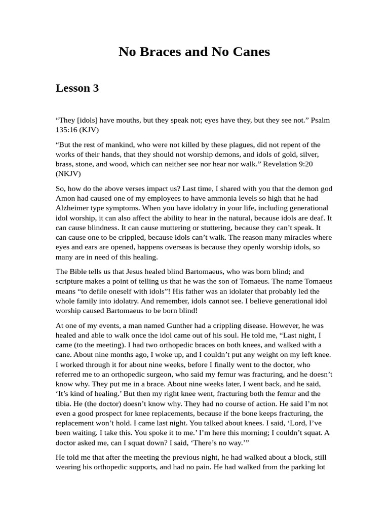 Lesson 3 - No Braces and No Canes | PDF | Knee | Orthopedic Surgery