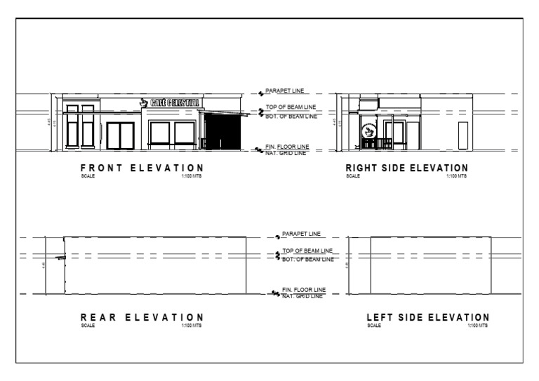 Cafe Elevation Plan Drawings | PDF