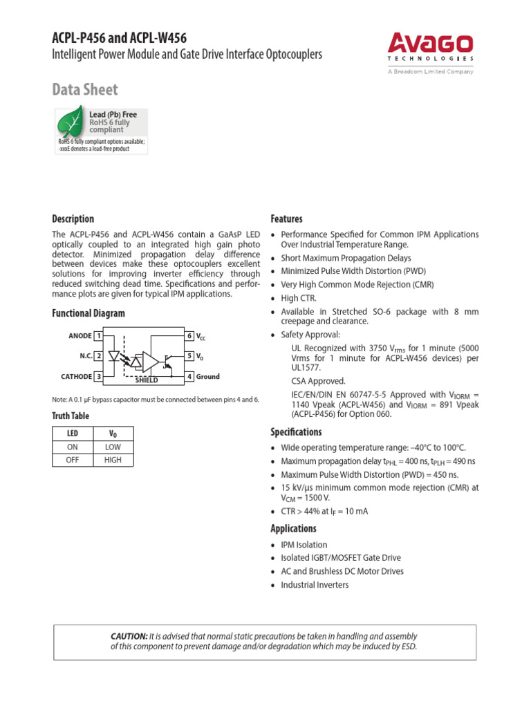 V02 1306en - DS - Acpl P456 - 2016 08 12 909074 | PDF | Insulator (Electricity) | Computer ...