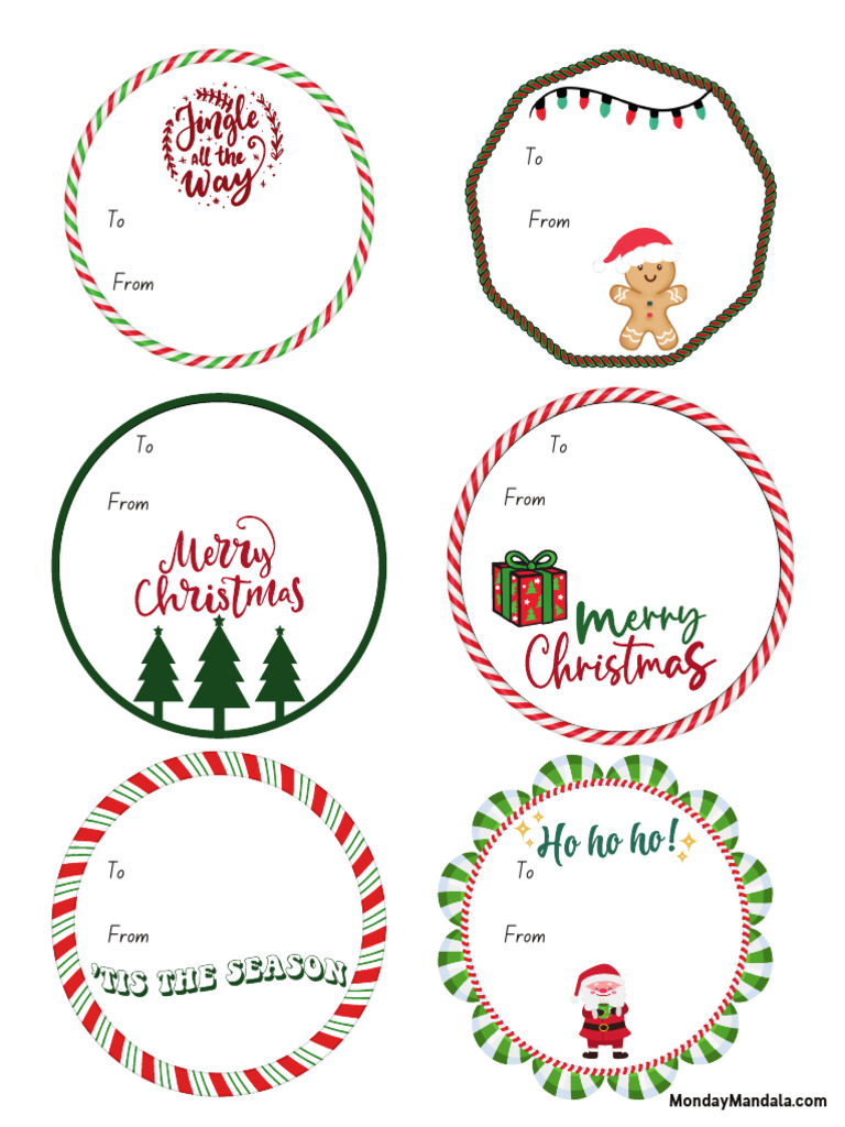 Round-Christmas-Gift-Tags-With-Colorful-Borders | PDF