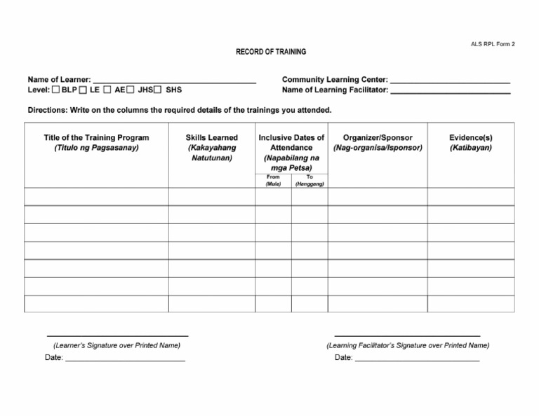 RPL2 Form 1 | PDF