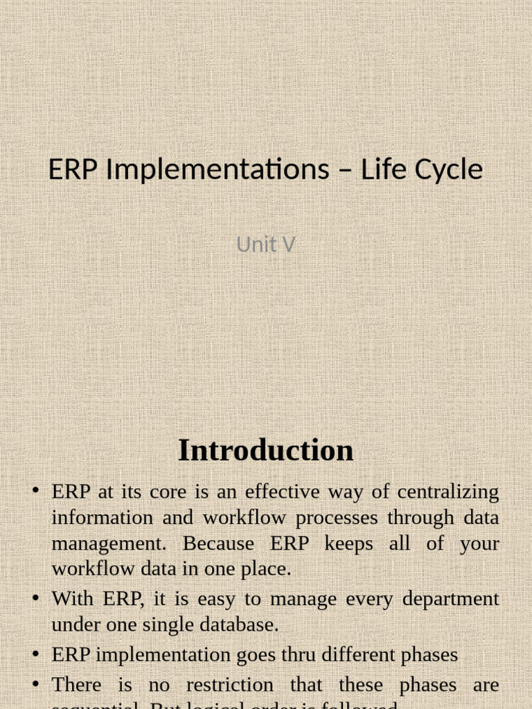 ERP Implementations - Life Cycle | PDF | Enterprise Resource Planning ...