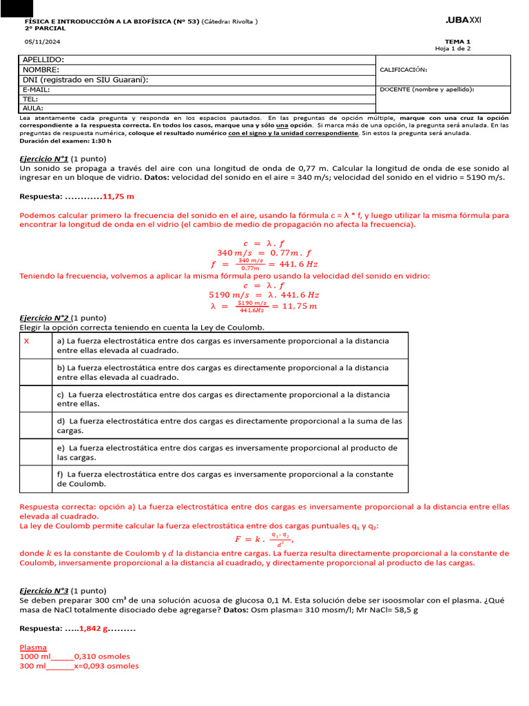 2p 2c 2024 t1 Clave | PDF | Solución acuosa | Refracción
