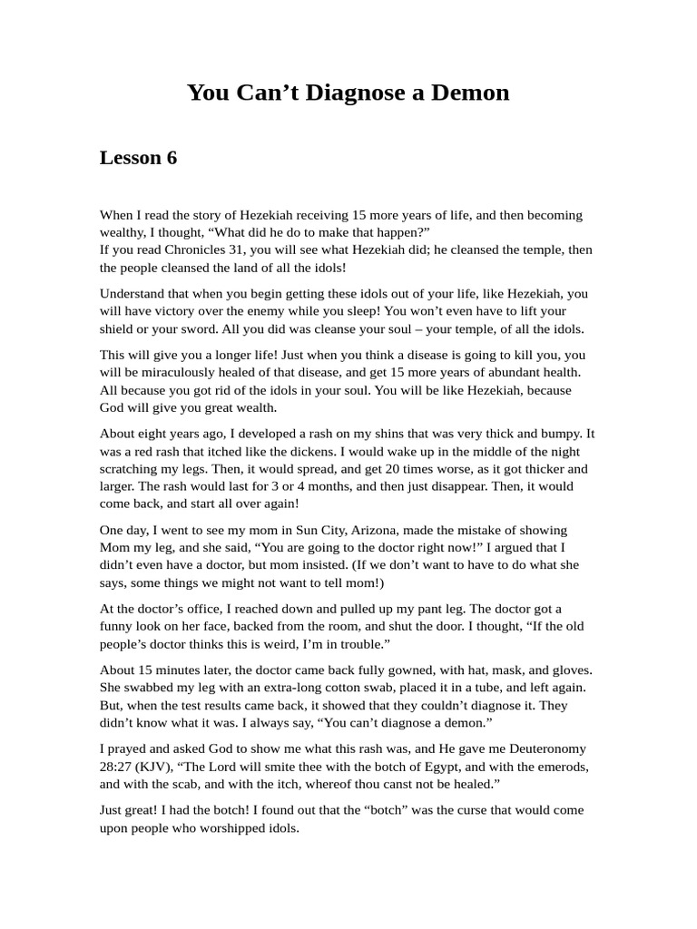 Lesson 6 - You Can't Diagnose A Demon | PDF