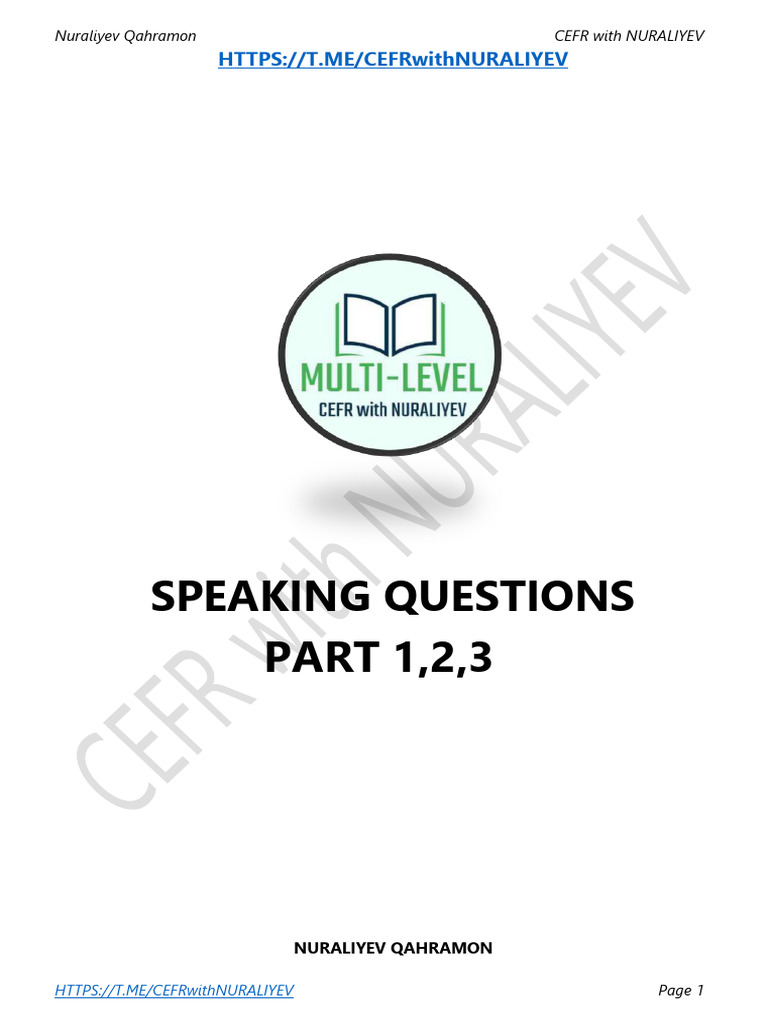 CEFR Speaking Practice Guide | PDF | Meal