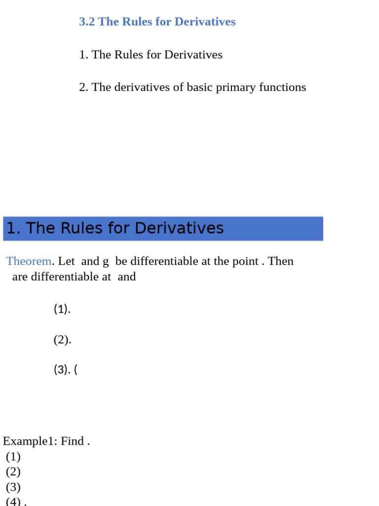 3.3the Rules For Derivative | PDF