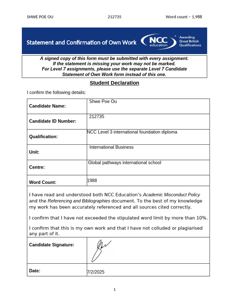 Shwe Poe Ou_Business_assignment | PDF | Cost Of Living | Apple Inc.
