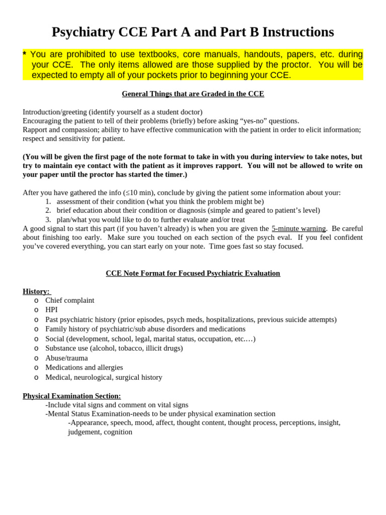 Student CCE Instructions-EDITED | PDF | Substance Abuse | Psychiatry