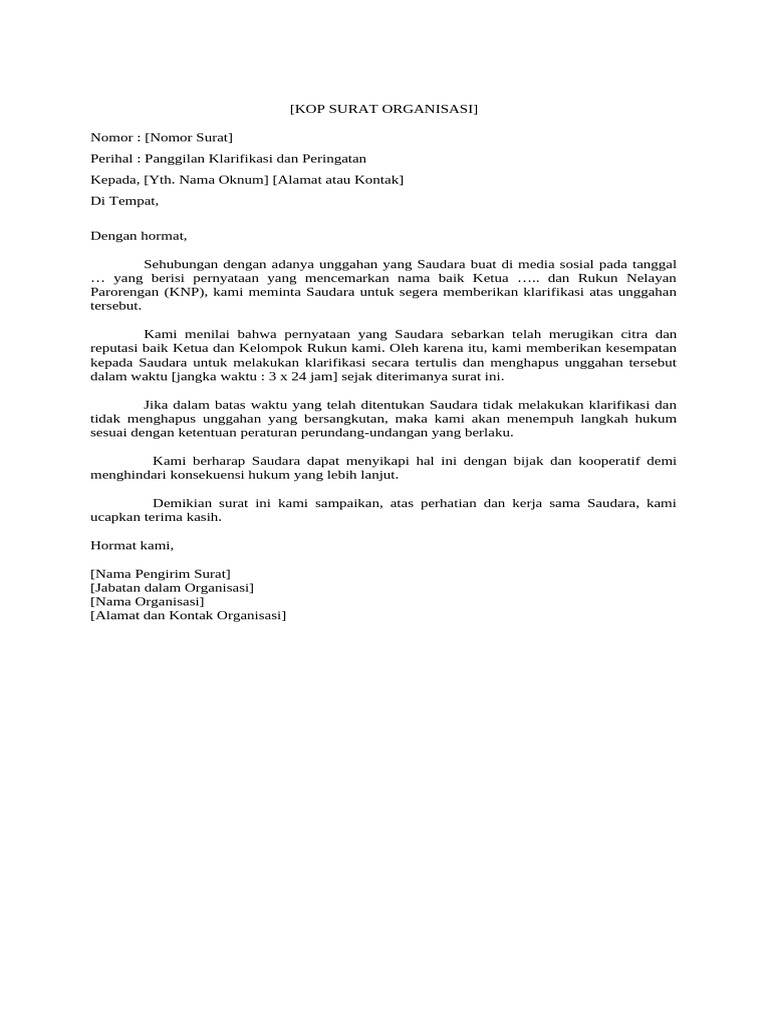 Surat Pemanggilan Dan Peringatan | PDF