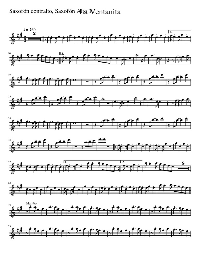 La Ventanita-Saxofón Contralto, Saxofón Alto 1 | PDF | Singing | Vocal ...